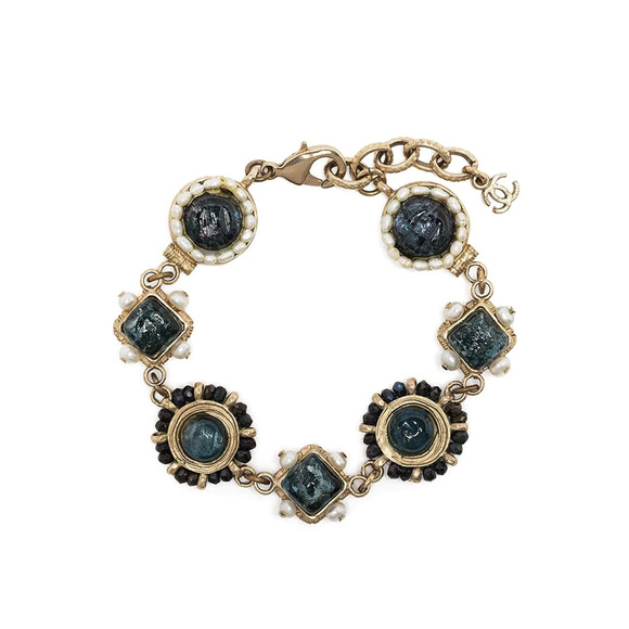 CHANEL | Jewelry | Chanel Stone Embellished Baroque Bracelet | Poshmark